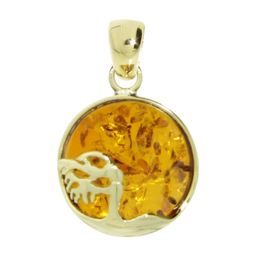 OSTSEE-SCHMUCK Damen Kettenanh&auml;nger "- Windfl&uuml;chter 16 mm - Gold 333/000 - Bernstein", Gelbgold 333, gold, Gelbgold 333, Schmuckanh&auml;nger