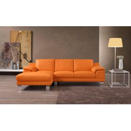Ecksofa Egoitaliano, B:236cm H:84cm T:152cm, orange, Leder &raquo;BULL&laquo; (echtes Rindsleder). Geschliffenes, pigmentiertes und behandeltes Rindsleder mit