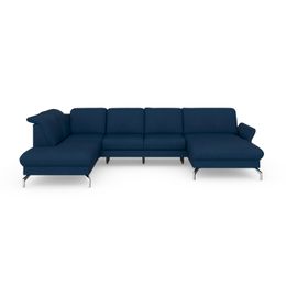 Sit & More Wohnlandschaft SIT & MORE, B:338cm H:84cm T:207cm, blau, Sofas, "Fashion U-Form", wahlweise mit Kopfteilverstellung, Vorziehsitz, motorisch,