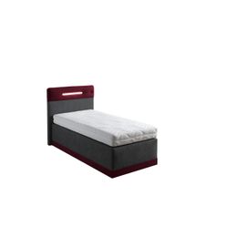 Boxspringbett, rot, Westfalia Schlafkomfort, Bezug Obermatratze 100% Polyester, waschbar bis 60C;Bezug Unterbox und Kopfteil: Mikrofaservelours (100%