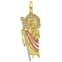 Firetti Damen Kettenanhänger "Schmuck Geschenk Gold 375 Halsschmuck Anhänger Judas Thaddäus", Gelbgold 375, 2,52 g, rosa, Gelbgold 375,