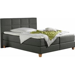 Boxspringbett Home Affaire, B:191cm L:209cm, grau, Struktur fein (100% Polyester), Komplettbetten, "Casey", in 5 Breiten, 3 Ausf&uuml;hrungen, 2