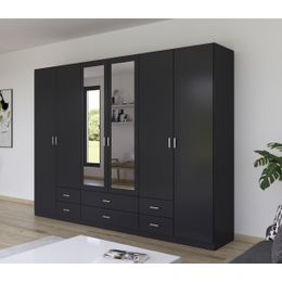 Kleiderschrank Rauch, B:271cm H:210cm T:54cm, grau, Holzwerkstoff, Schlafzimmer, Schr&auml;nke, "Schrank Garderobe W&auml;scheschrank GAMMA in 3 Breiten", viel