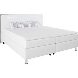 Boxspringbett Collection AB, B:190cm L:206cm, schwarz, Holzwerkstoff, Komplettbetten, "London, inklusive Topper und Kissen, mit LED-Beleuchtung",