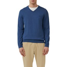 s.Oliver Herren Strickpullover, blau, Gr. XXXL, bestickt, unifarben, Feinstrick, Obermaterial: 100% Baumwolle, Pullover, in melierter Optik mit