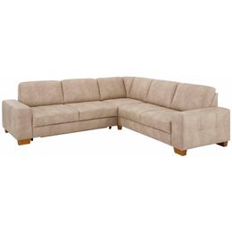 Ecksofa Home Affaire, B:276cm H:86cm T:271cm, beige, Luxus-Microfaser Lederoptik (100% Polyester);Luxus-Microfaser (100% Polyester);Luxus-Microfaser