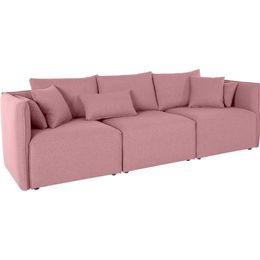 3-Sitzer OTTO HOME, B:262cm H:74cm T:90cm, rosa, Samtoptik (100% Polyester);Struktur (100% Polypropylene);Webstoff (100% Polyester;Struktur fein