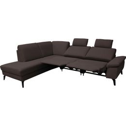 Ecksofa Alina, B:243cm H:118cm T:210cm, braun, Struktur GBA (100% Polyester), Wohnzimmer, Sofas, inkl. Kopfst&uuml;tzen, wahlweise mit Relaxfunktion,
