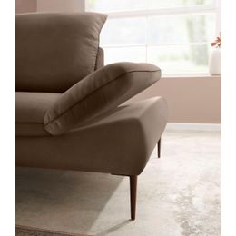 Ecksofa W.Schillig, B:294cm H:87cm T:185cm, braun, Chenille-Flachgewebe R66 (85% Polyester, 15% Nylon);Longlife Xtra-Leder Z59: Glattleder mit
