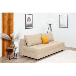 Schlafsofa Collection AB, B:194cm H:41cm T:90cm, beige, 100%Polyester, Wohnzimmer, Sofas, "DARIA inklusive Schlafunktion und Bettkasten",