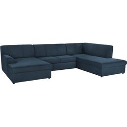 Wohnlandschaft DOMO collection, B:320cm H:78cm T:213cm, blau, Sofas, "Topper, elegant und zeitlos, komfortabel, U-Form", wahlweise mit Bettfunktion