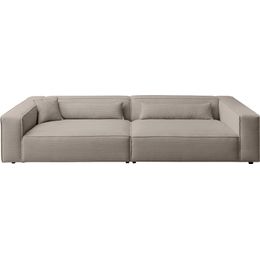 3-Sitzer, B:316cm H:66cm T:136cmgreige, LeGer Home by Lena Gercke, 100% Polyester, Sofas, "PIARA XXL, Sofa mit Kedernaht in Cord, Leinenoptik o.
