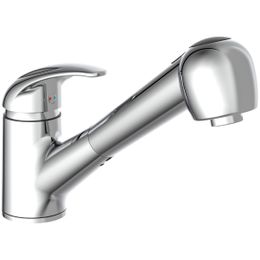 Sch&uuml;tte Sp&uuml;ltischarmatur SCH&Uuml;TTE, B:5,8cm H:18,4cm T:27cm, grau, Messing, Armaturen, "ABERDEEN", mit Geschirrbrause, Niederdruck Armatur K&uuml;che, 150