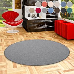Teppich my home, H:5mm &Oslash;:133cm, grau, Kunstfaser, Wohnzimmer, Teppiche, "Fortis, Schlinge, Made in Netherlands", Uni Farben, gekettelt,