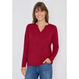 Cecil Damen Langarmshirtbeaujolais rot, Gr. S, unifarben, Web, 48% Baumwolle, 48% Modal, 4% Elasthan, Shirts, im soften Baumwoll-Mix