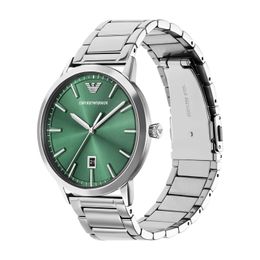 Emporio Armani Herren Quarzuhredelstahlfarben, Armbanduhren, Armbanduhr, Herrenuhr, Edelstahlarmband, Ideal auch als Geschenk
