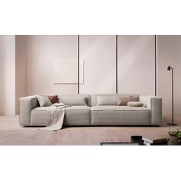 3-Sitzer, B:316cm H:66cm T:136cmgreige, LeGer Home by Lena Gercke, 100% Polyester, Sofas, "PIARA XXL, Sofa mit Kedernaht in Cord, Leinenoptik o.