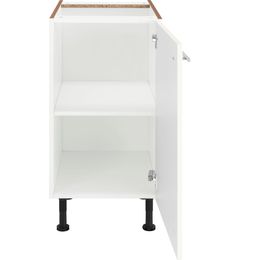 Unterschrank Optifit, B:40cm H:87cm T:58,4cm, wei&szlig;, K&uuml;che, Schr&auml;nke, "Bern", 40 cm breit, mit 1 T&uuml;r mit h&ouml;henverstellbaren F&uuml;&szlig;en, mit Metallgriff