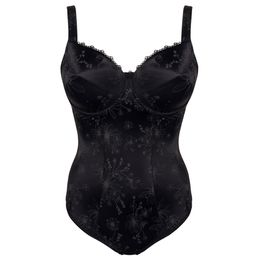 Ulla Dessous Damen Body "Body mit Bügel Viola", Gr. 90, schwarz, Obermaterial: 50% Polyamid PA. 35% Elasthan EL. 10% Polyester PES. 5% Baumwolle CO.,