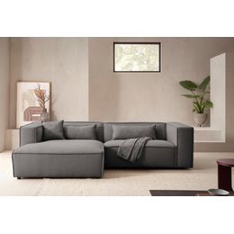 Ecksofa, B:267cm H:66cm T:167cm, grau, LeGer Home by Lena Gercke, 100% Polyester, Wohnzimmer, Sofas, "PIARA mit Kedernaht, Cord, Leinenoptik o.