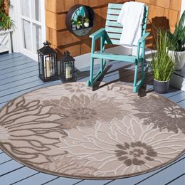 Teppich Sanat, H:6mm Ø:200cm, beige, Kunstfaser, Wohnzimmer, Teppiche, "Floral 2 Outdoor", In- und Outdoor geeignet, florales Design, Balkon, Terasse