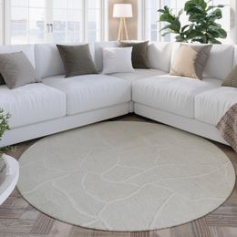 Teppich Wecon Home, H:10mm &Oslash;:200cm, beige, Polyester, Wohnzimmer, Teppiche, "Hamptons TWENTYSIX", Kurzflor, Wohnzimmer, Schlafzimmer, elegant,