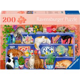 Ravensburger Kinder Puzzle "Feel Well & Puzzle, Katzen im Regal", bunt, B:42,2cm H:29,2cm, Puzzles, XL, für Erwachsene, Made in Europe