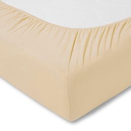 Bettlaken Estella, B:200cm L:200cm, beige, Jersey, Obermaterial: 100% Baumwolle, Bettlaken, "Feinjersey", Rundumgummi
