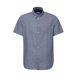 FQ1924 Herren Kurzarmshirt "Kurzarmhemd FQErlend", blau, Gr. S, Obermaterial: 57% Leinen LI. 43% Baumwolle CO., Hemden