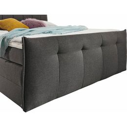 Boxspringbett, B:185cm L:228cm, grau, SET ONE BY Musterring, Feingewebe (100% Polyester), Komplettbetten, "Florida", mit Bettkasten, in 5