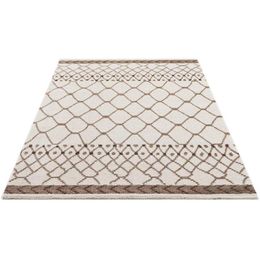 Teppich Carpet City, B:140cm H:10mm L:200cm, beige, Polyester, Wohnzimmer, Teppiche, "April 2312", L&auml;ufer, weich durch Microfaser, Boho Ethno Look,