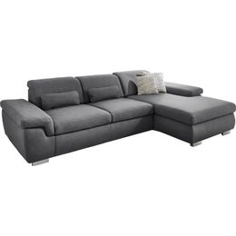 Ecksofa DIE PLANBAR, B:325cm H:85cm T:195cm, grau, 100% Polyester, Wohnzimmer, Sofas, "MP-IN17041 L-Form", mit Sitztiefenverstellung, optional