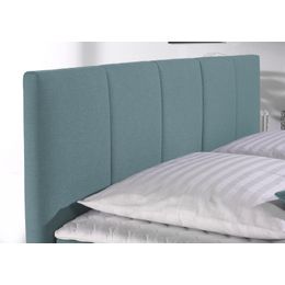 Boxspringbett Home Affaire, B:108cm L:216cm, blau, Strukturstoff-Bezug (100% Polyester), , Komplettbetten, "Portland", in 3 Breiten, 3 Matratzenarten