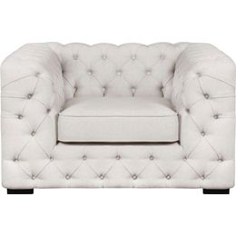 Chesterfield-Sessel Home Affaire, B:110cm H:67cm T:98cm, beige, 100% Polyester, Sessel, "Kalina Sessel", mit klassischer Chesterfield-Knopfheftung,