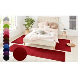 Bettumrandung Hanse Home, H:8mm, rot, Obermaterial: 100% Polypropylen, Schlafzimmer, Bettumrandungen, "Shashi", Kurzflor, Unifarben, Teppich,