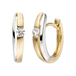 Jobo Damen Paar Creolen "Ohrringe in Bicolor-Optik mit Zirkonia", Gelbgold 333, gold, Gelbgold 333, Ohrringe, 333 Gold