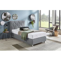 Boxspringbett, B:135cm L:210cm, grau, Westfalia Schlafkomfort, Bezug Bett: Microvelours (100% Polyester) oder Feinstruktur (100% Polyester);Bezug