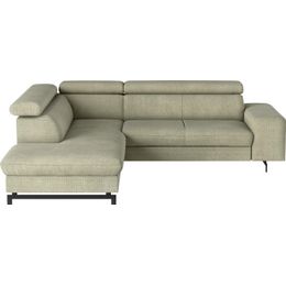 Ecksofa COTTA, B:262cm H:97cm T:215cm, gr&uuml;n, Wohnzimmer, Sofas, "Emma L-Form", mit Kopfteilverstellung, wahlweise mit Bettfunktion & Bettkasten