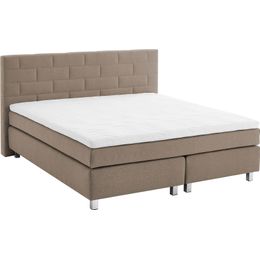 Boxspringbett, B:215cm L:210cm, beige, Westfalia Schlafkomfort, Bezug Bett: Feinstruktur 100% Polyester;Bezug Bonnell-Federkernmatratze: 100%