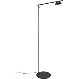 Nordlux Stehlampe "CONTINA", 1, Ø 10cm H: 140cm, schwarz, Wohnzimmer, Leuchten, Textil Kabel, mundgeblasenes Opal Glas