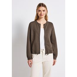 Street One Damen Blouson, braun, Gr. 34, Strukturmuster, Stoff, 70% Polyester, 25% Viskose, 5% Elasthan, Jacken, mit Struktur-Muster