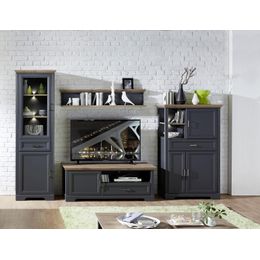 Wohnwand Innostyle, grau, Holzwerkstoff, MDF, Wohnzimmer, Kastenmöbel-Sets, "Jasmin", inkl. LED-Beleuchtung, mit Soft-Close-Funktion