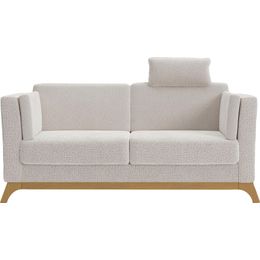 2,5-Sitzer Home Affaire, B:183cm H:84cm T:93cm, beige, 100% Polyester, Sofas, "Viva", wahlweise mit Holzrahmen aus Eiche