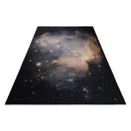 Teppich Wecon Home, B:110cm H:5mm L:160cm, schwarz, Polyester, Wohnzimmer, Teppiche, "Galactic Glow", Gamer Teppich, gewebt, Sci-Fi, robust, Gaming
