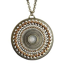 Steuer Damen Kette mit Anh&auml;nger "mit Mandala-Anh&auml;nger goldfarben mittig Glasstein", 74cm, Metall, L: 74 B: 60mm, braun, Metall, B:60mm, Halsketten