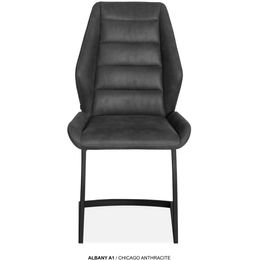 Esszimmerstuhl OMG DESIGN, B:51cm H:98cm T:62cm, grau, Polyester, St&uuml;hle, "Albany", Esszimmerstuhl, pflegeleichter Bezug