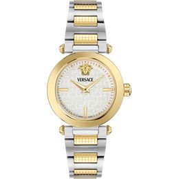 Versace Damen Quarzuhr "Versace GREEK", silber, Armbanduhren, Armbanduhr, Damenuhr, Swiss Made, Edelstahlarmband, analog
