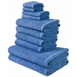 Handtuch Set my home, blau, Obermaterial: 100% Baumwolle, Handtuch-Sets, "Inga, Duscht&uuml;cher, Handt&uuml;cher, G&auml;stet&uuml;cher, Seift&uuml;cher", Handt&uuml;cher mit