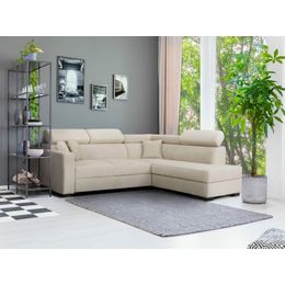 Ecksofa Home Affaire, B:267cm H:95cm T:198cm, beige, Struktur fein (100% Polyester);Struktur (100% Polyester);Samtstruktur (100% Polyester),