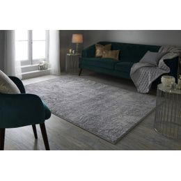 Teppich FLAIR RUGS, B:160cm H:7mm L:230cm, silber, Kunstfaser, Wohnzimmer, Teppiche, "Arissa", Glanzeffekt, Schrumpf-Garn-Effekt, dichte Qualität,